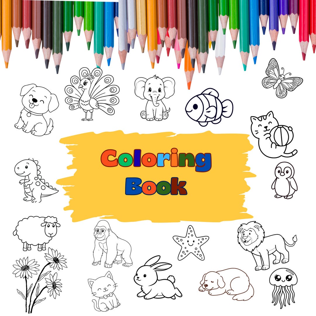 100 Animals |animal Coloring Book , Easy Toddler Activity Pages ...
