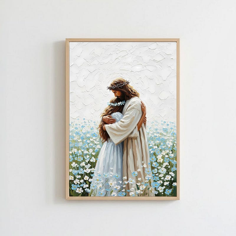 Niña abraza jesús - Etsy España