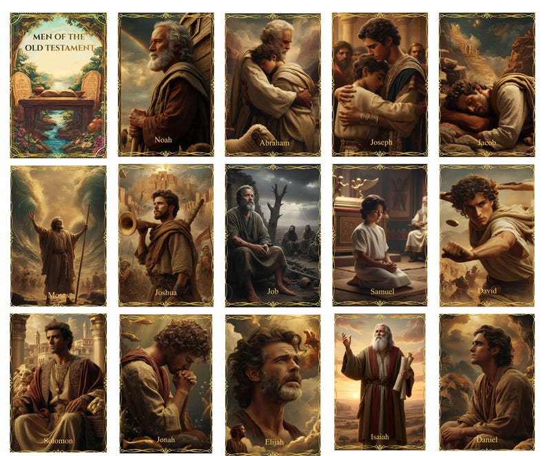 Old Testament Portraits, 30 Men and Women Bible Heroes Art Prints ...