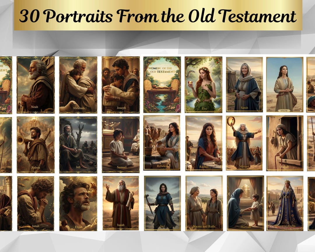 Old Testament Portraits, 30 Men and Women Bible Heroes Art Prints ...