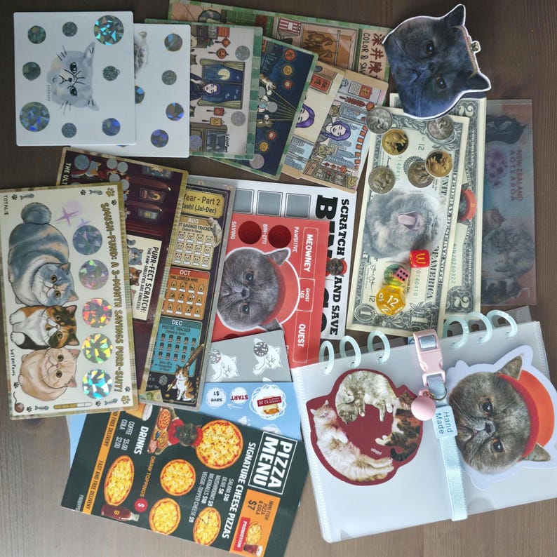 Interactive Cat Savings Challenge Bundle | Hand-laminated Budgeting ...