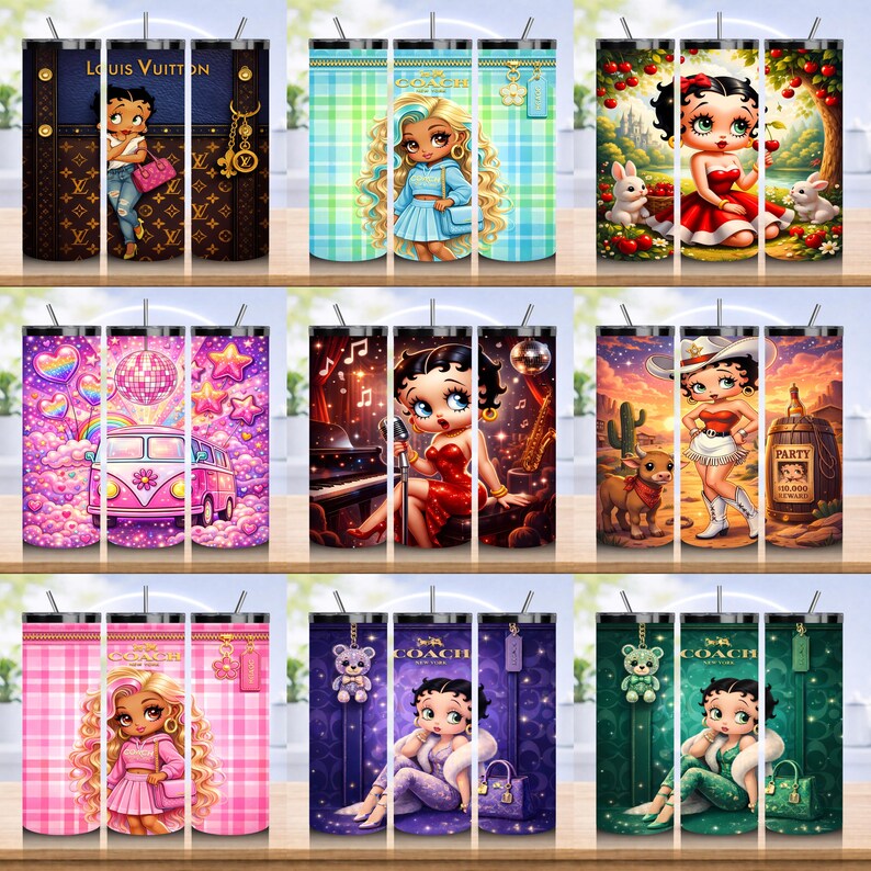 Betty Boop Tumbler Wrap | 20oz Skinny Cup, Retro Cartoon (digital ...