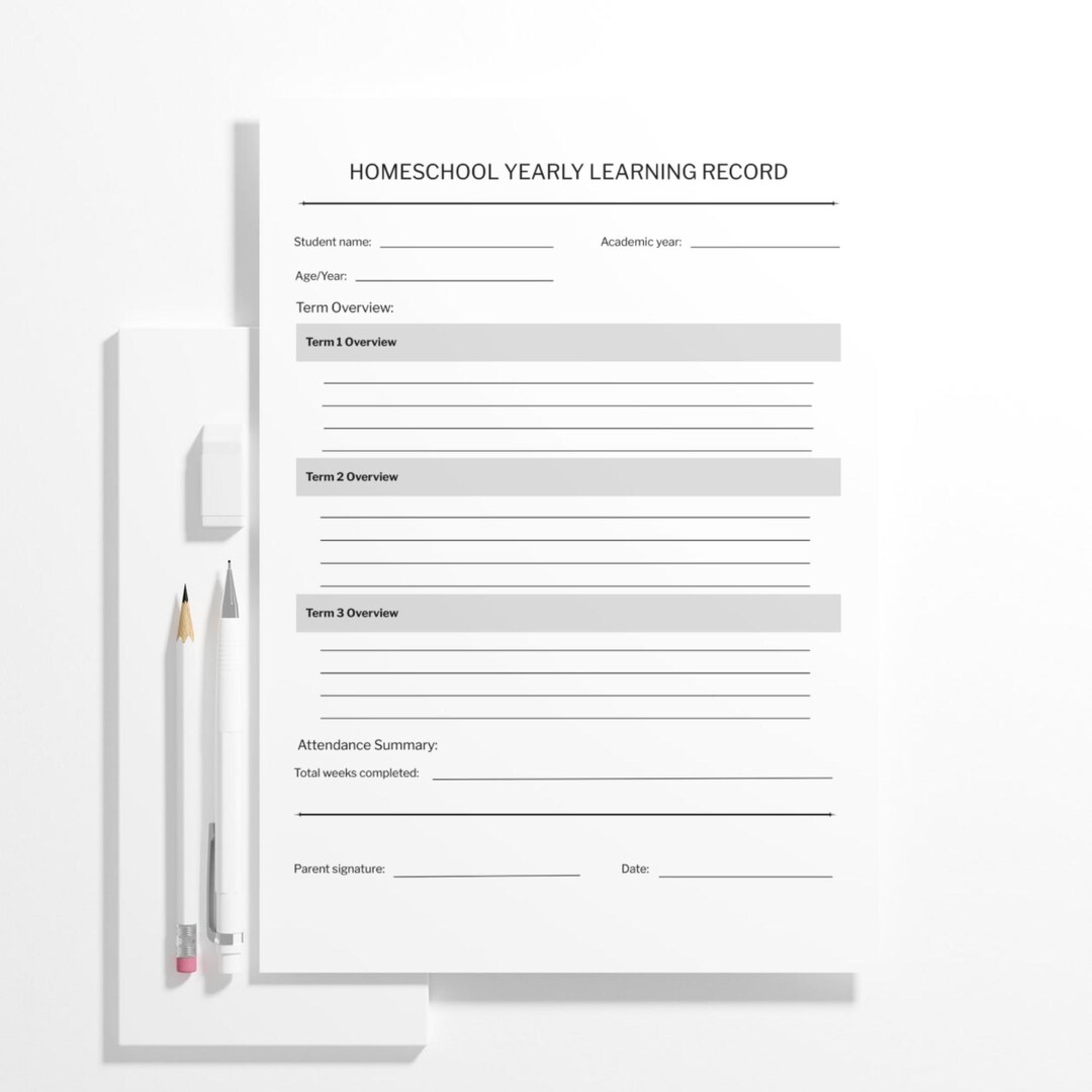 Homeschool Yearly Learning Record Printable | Simple Annual Home ...
