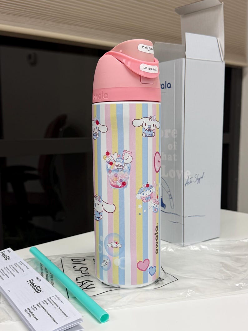 Cinnamaroll 24 Oz Owala Bottle, Insulated Travel Cup With Straw ...
