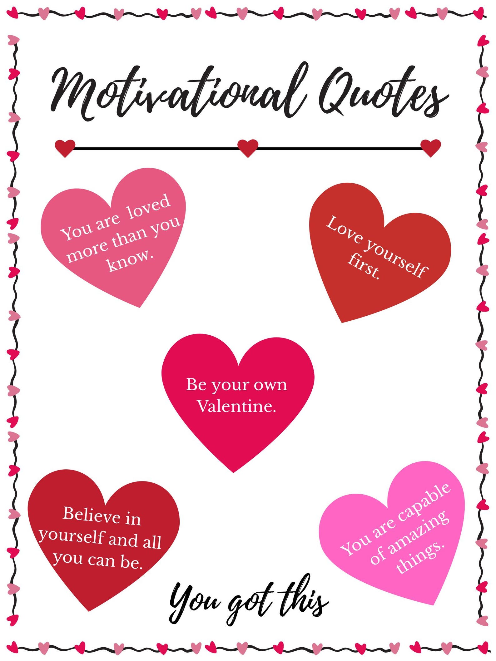 Valentine's Day Motivational Quotes Print | Classroom Decor (digital ...