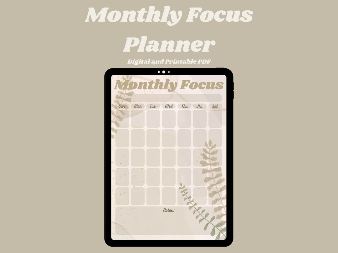 2026 Floral Monthly Planner | Focus & Notes (digital PDF, Printable ...