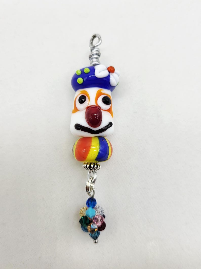 Pip the Happy Clown - Hand-sculpted Glass Art, Lampwork Rainbow Clown ...