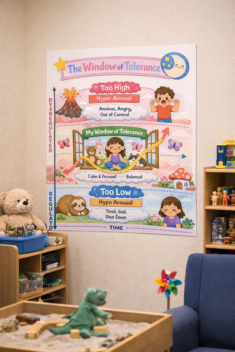 Window of Tolerance Poster for Kids | Play Therapy Emotional Regulation ...