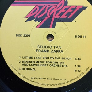 Frank Zappa Studio Tan Discreet Records - Etsy