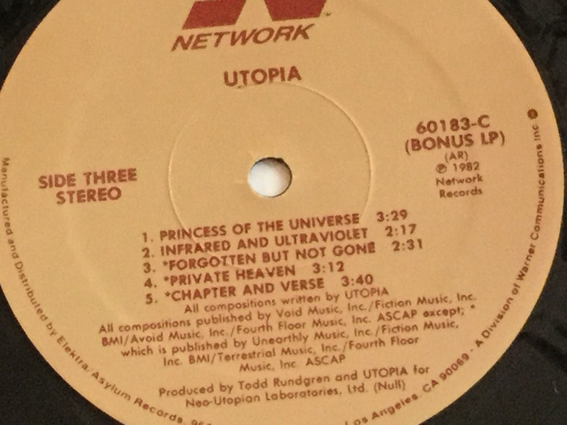 Utopia Network Records 1982 With Bonus Ep New Wave | Etsy