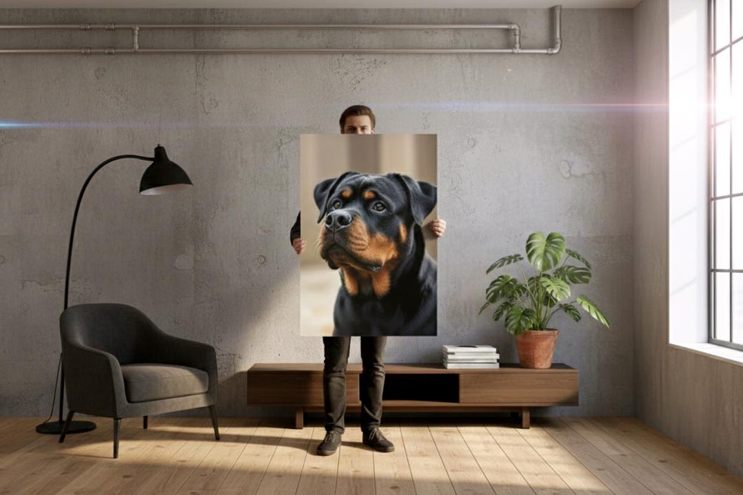 Majestic Rottweiler Portrait Aluminum Print - Modern Dog Wall Art ...
