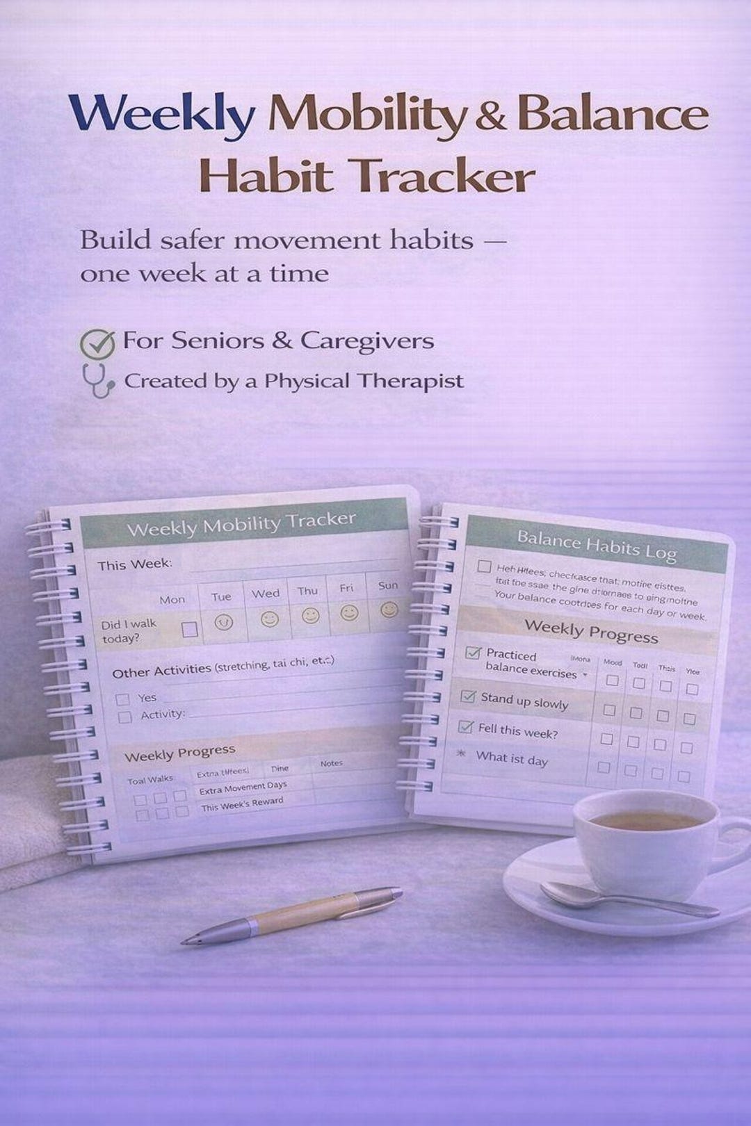 Senior Mobility & Balance Tracker | Weekly Exercise Log (PDF Download ...