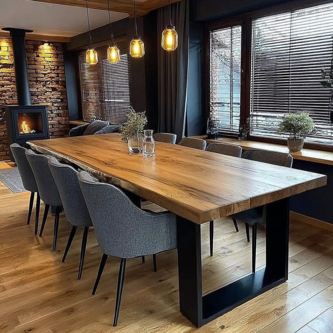 Handmade Live Edge Walnut Dining Table – Custom Solid Wood, Modern Rustic - Etsy Italia