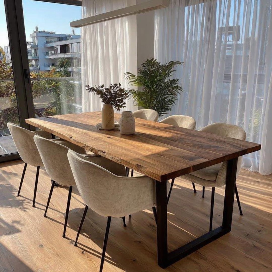 Wooden Live Edge Table - Kitchen Table - Rustic Table - Modern Table ...