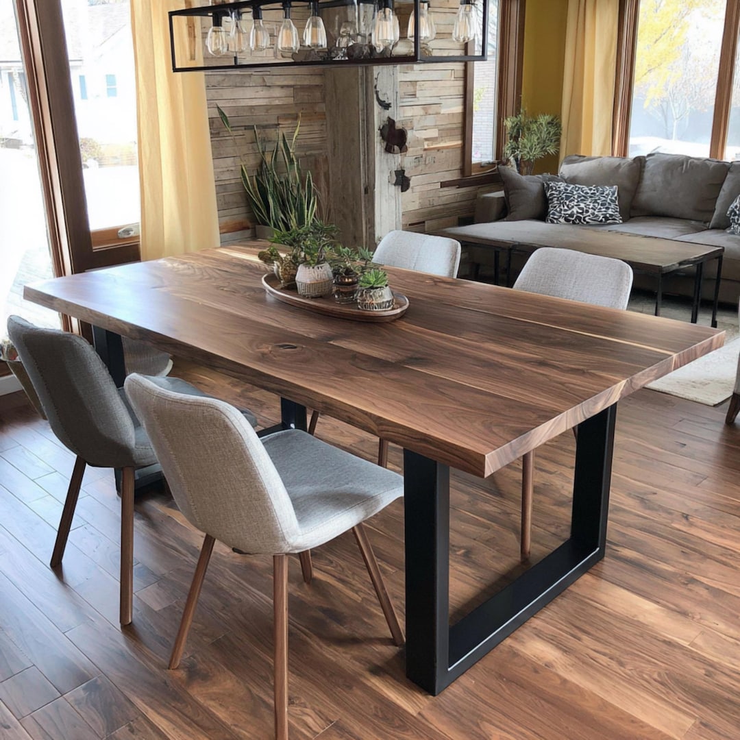 Handmade Walnut Dining Table, Live Edge, Custom Size Solid Wood - Etsy