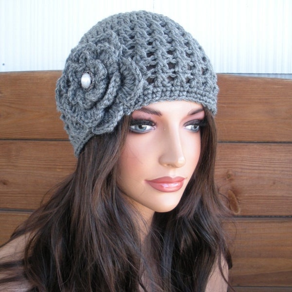 Grey Crochet Hat - Etsy