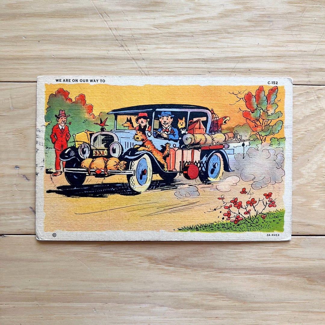 Vintage Road Trip Postcard | Americana Travel Ephemera - Etsy