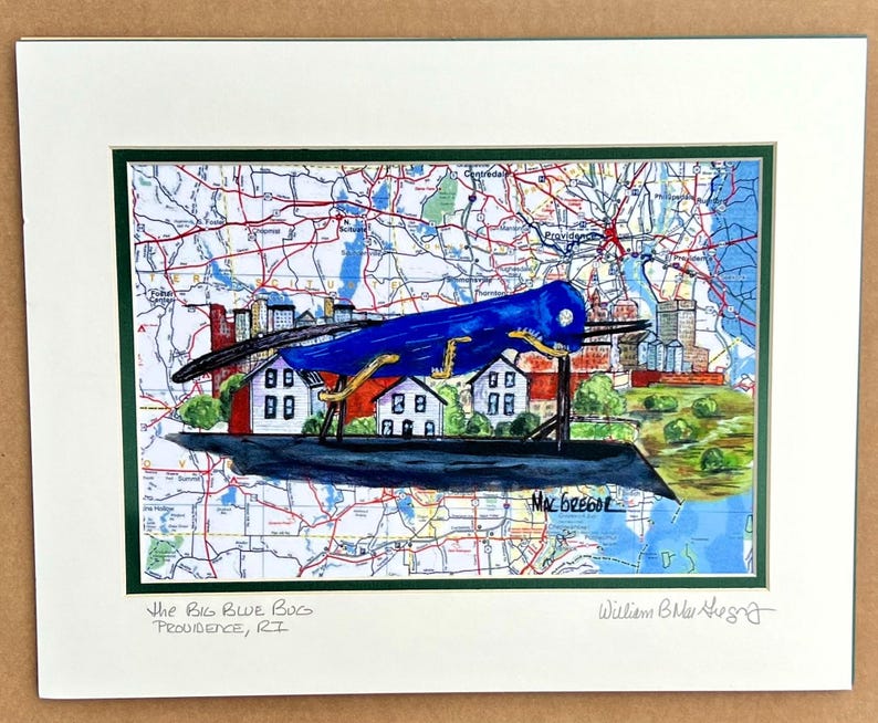 The Big Blue Bug, Providence, RI. Art Print From an Original Painting ...