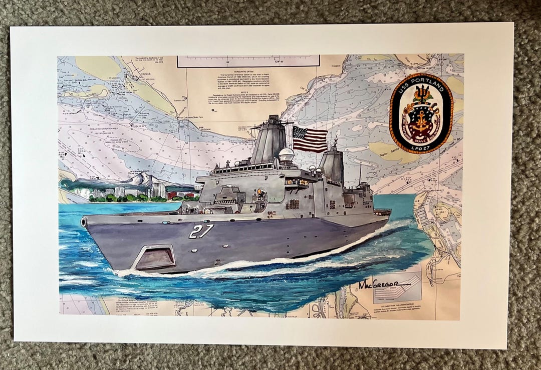 USS Portland LPD 27, Art Print From Original Painting by William B ...