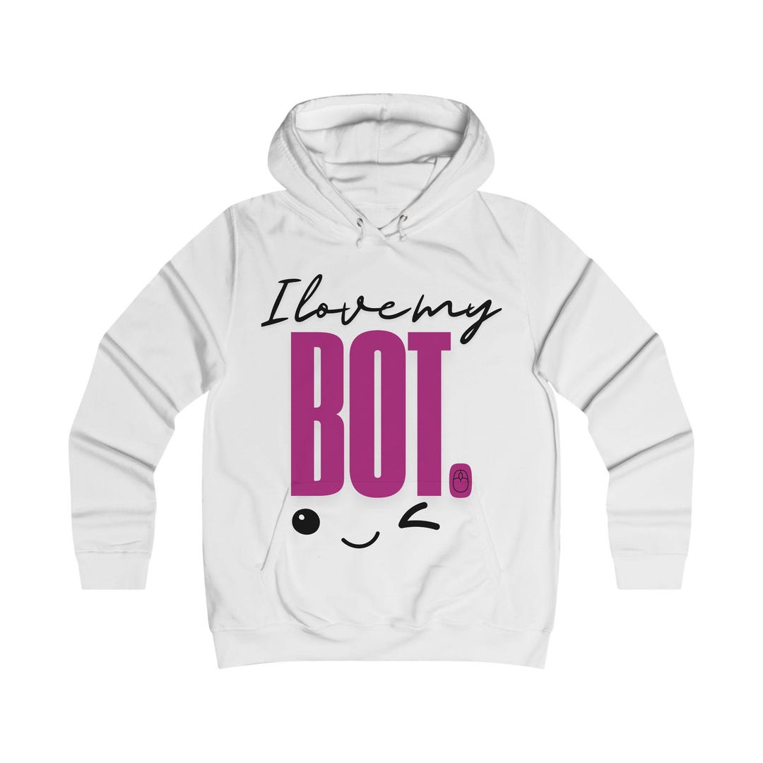 I Love My Bot Hoodie | Cute Robot Face, Pink Typography - Etsy