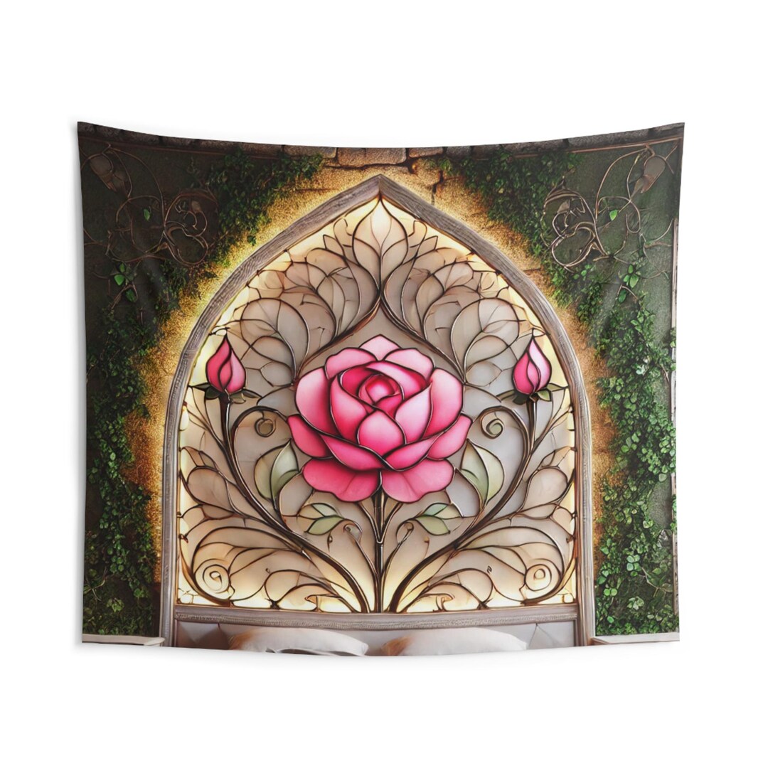 Boudoir Backdrop: Fairytale Castle Bedroom | Stained Glass Headboard ...
