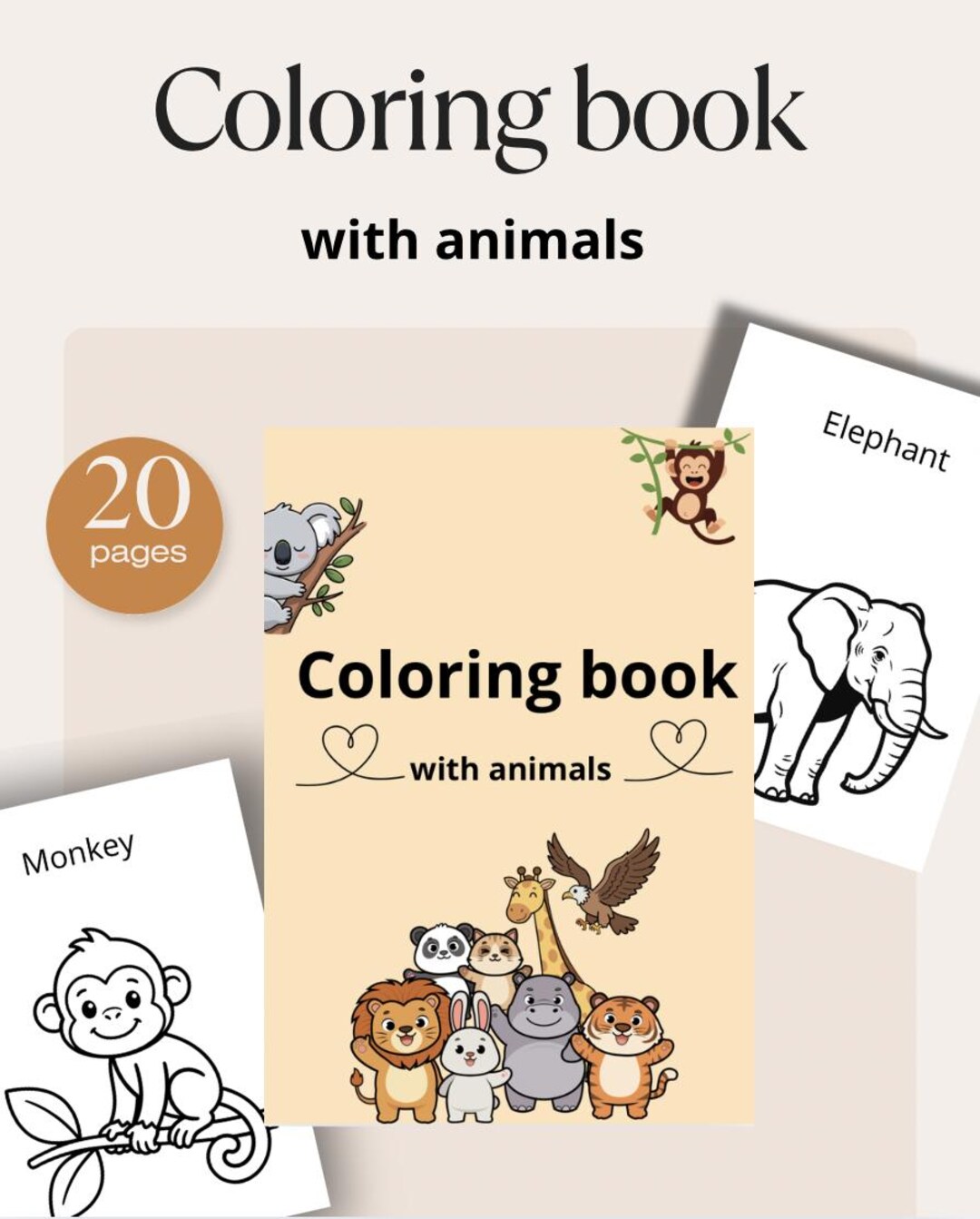 Coloring Book With Animals - Etsy