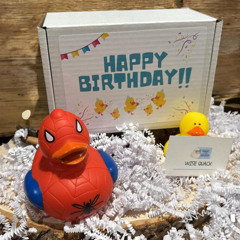 Spidey Inspired Rubber Duck Gift Box – Superhero Duck, Comic Fan Gift ...