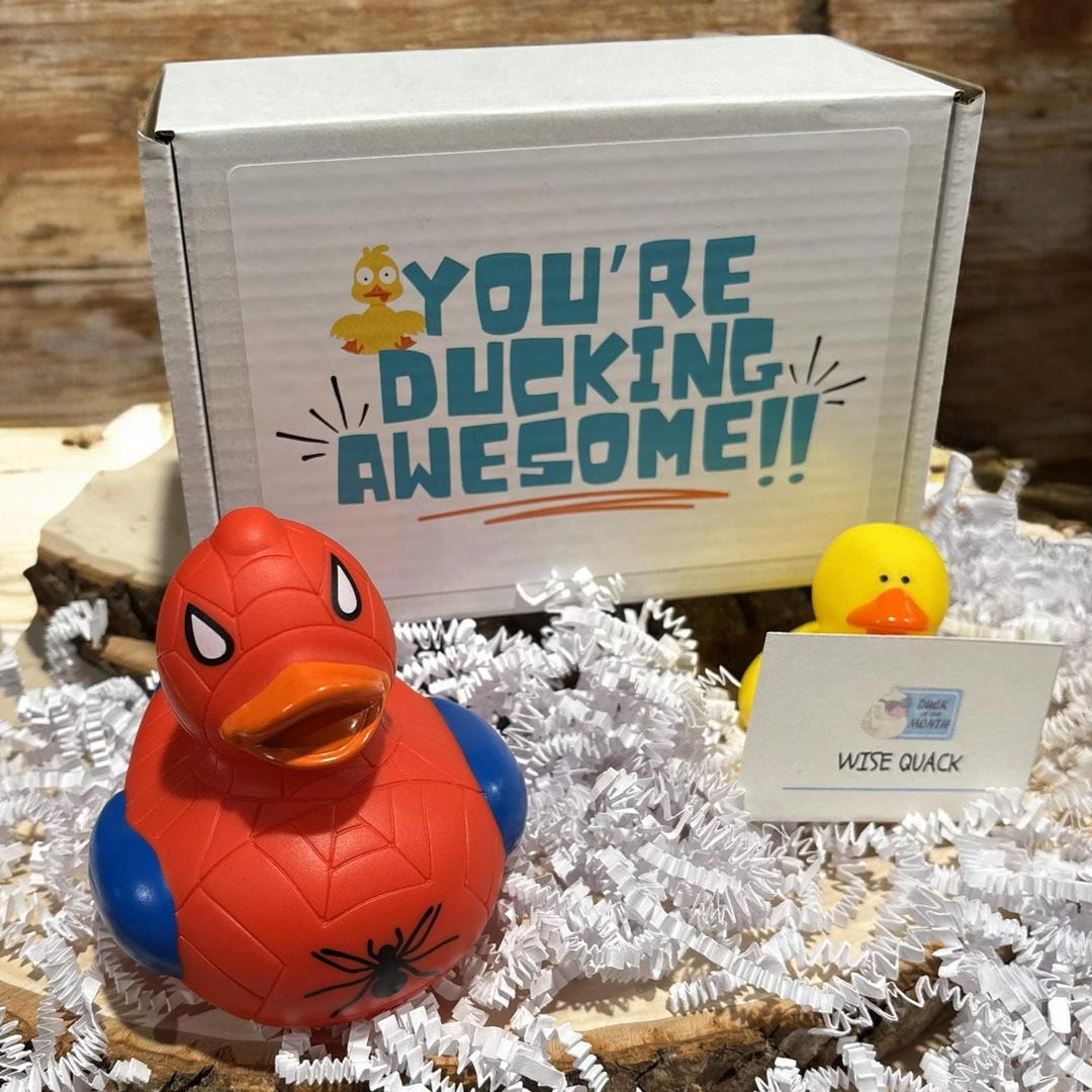 Spidey Inspired Rubber Duck Gift Box – Superhero Duck, Comic Fan Gift ...