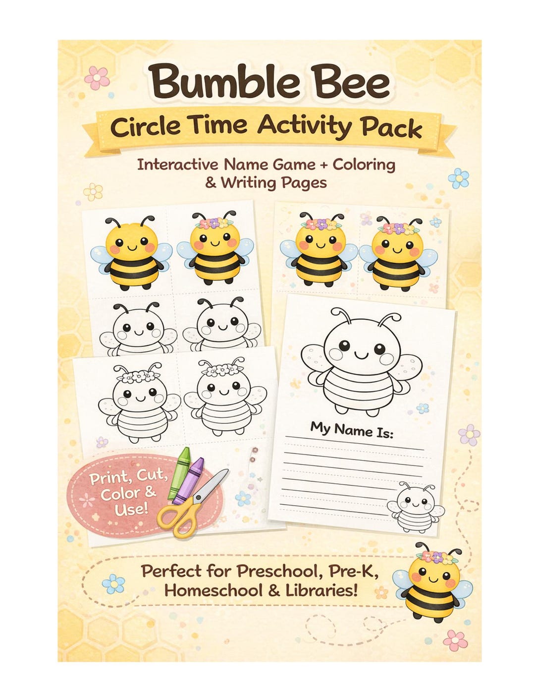 Bumble Bee Name Game Circle Time Pack | Preschool Name Activity - Etsy