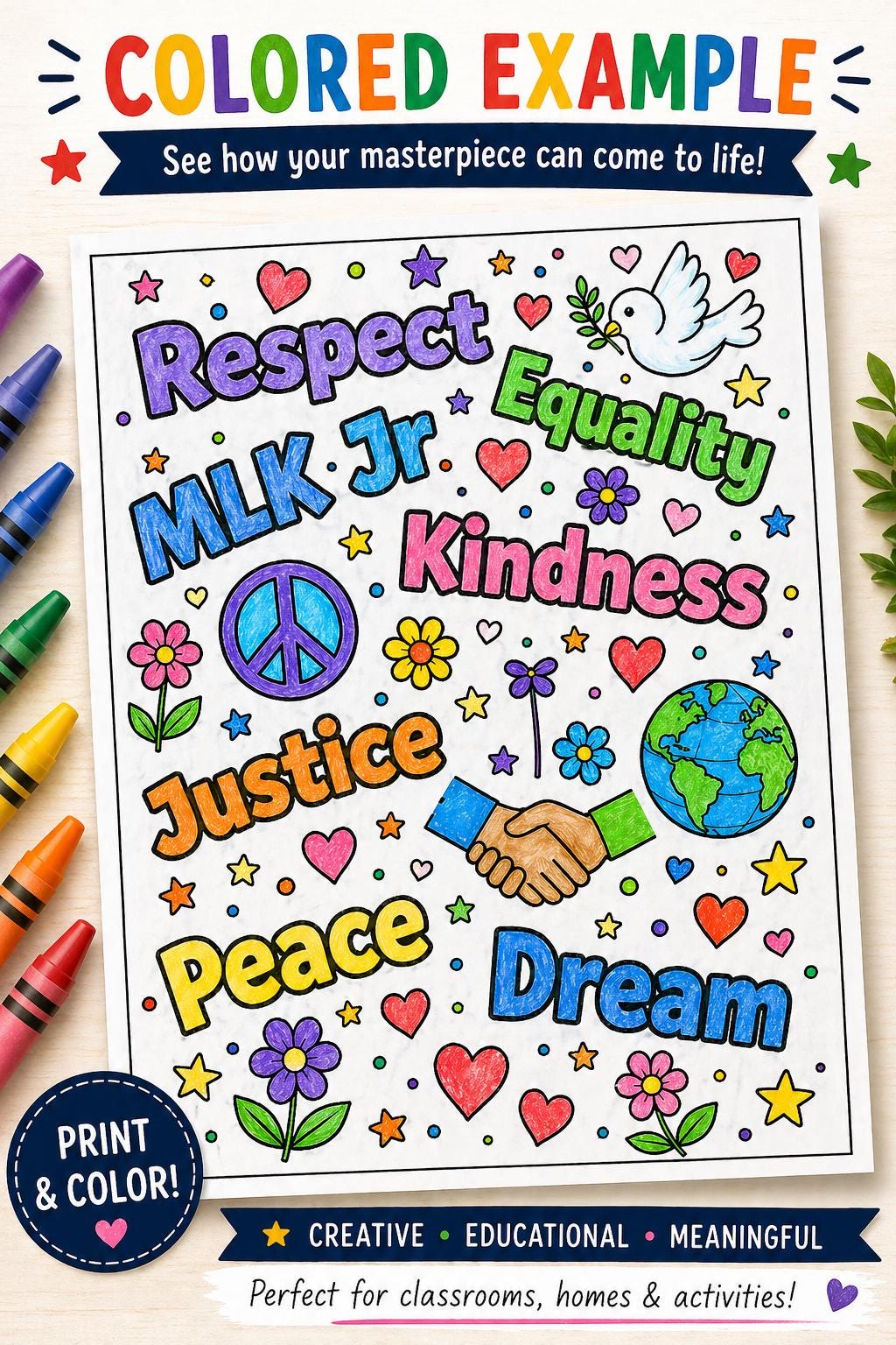 Martin Luther King Jr Coloring Page | MLK Day Activity | Printable ...