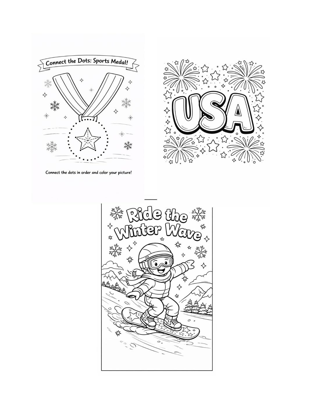 Winter Sports/olympics Coloring & Activity Bundle for Kids | USA Theme ...