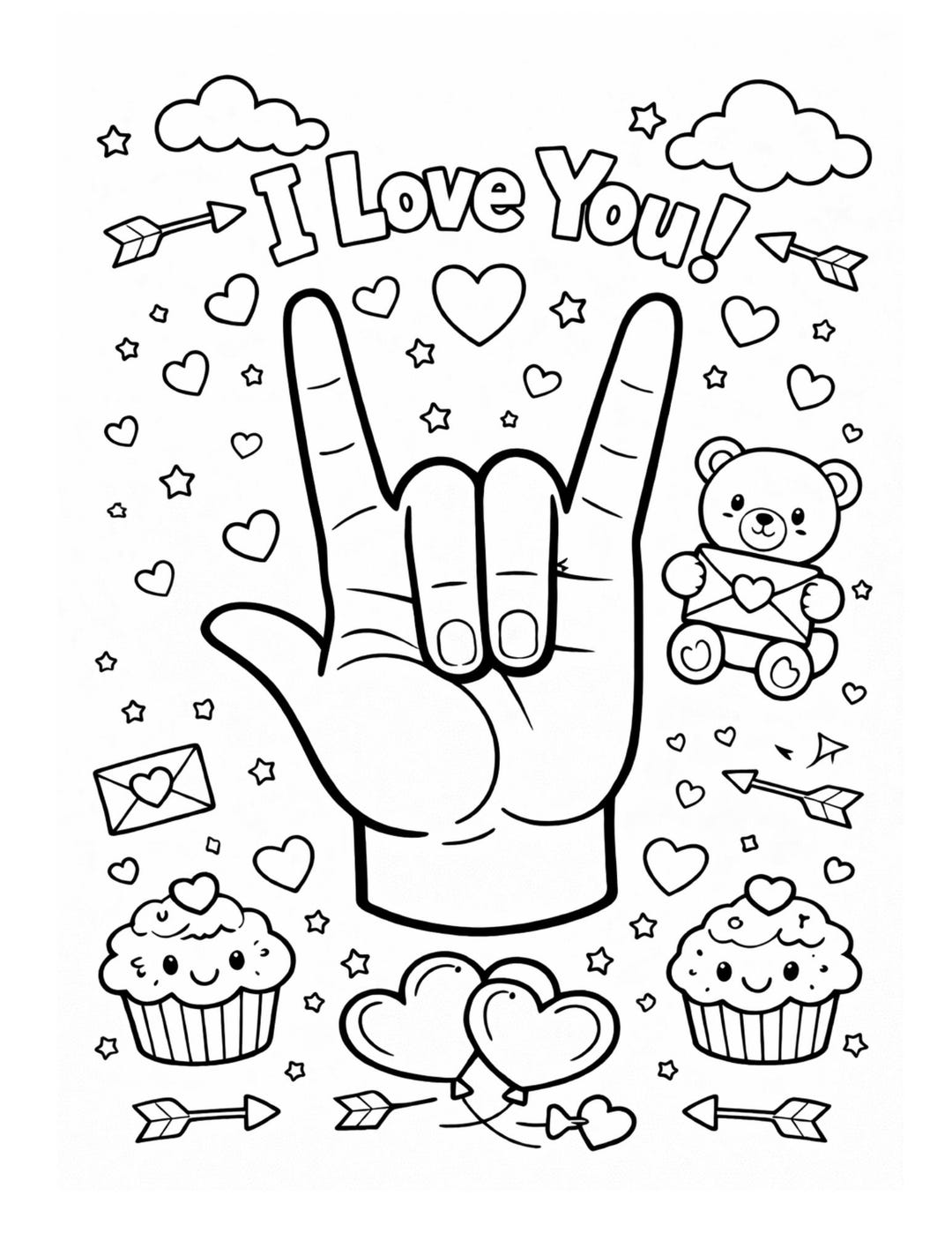 ASL I Love You Valentine Coloring Page | Inclusive Kids Activity ...