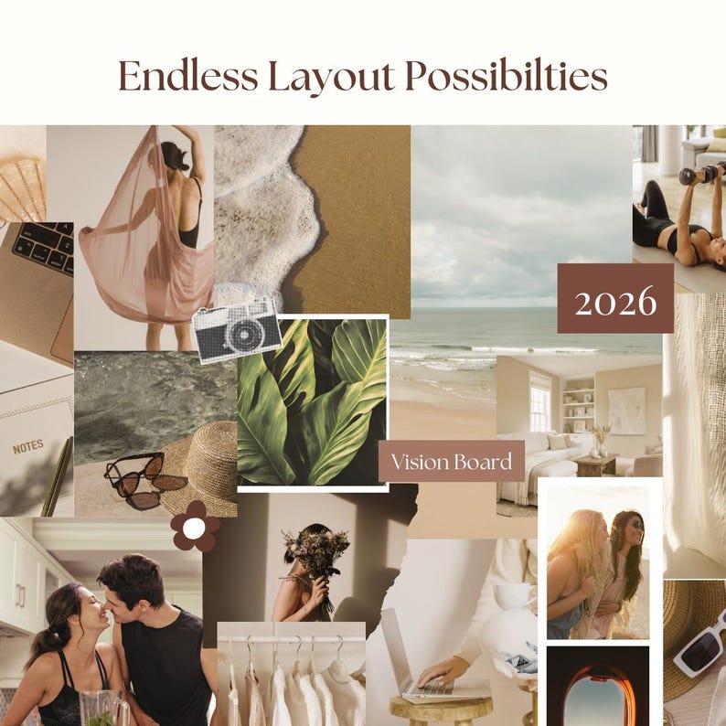 2026 Vision Board | New Year Planning Wall Kit| Printable Mood Board ...