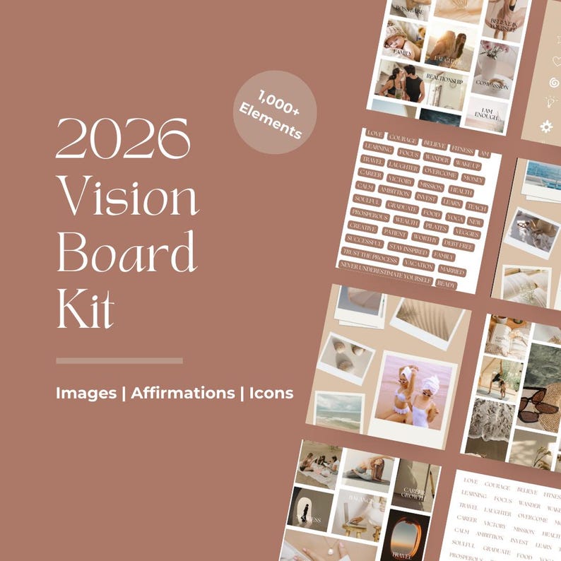 2026 Vision Board | New Year Planning Wall Kit| Printable Mood Board ...
