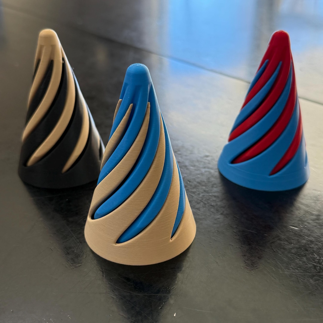 Spiral Fidget Cone | Dual-color 3D Printed Sensory Toy | Stress Relief ...