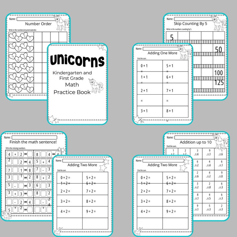 Unicorn Math Worksheets – Kindergarten, Preschool Printable (PDF ...