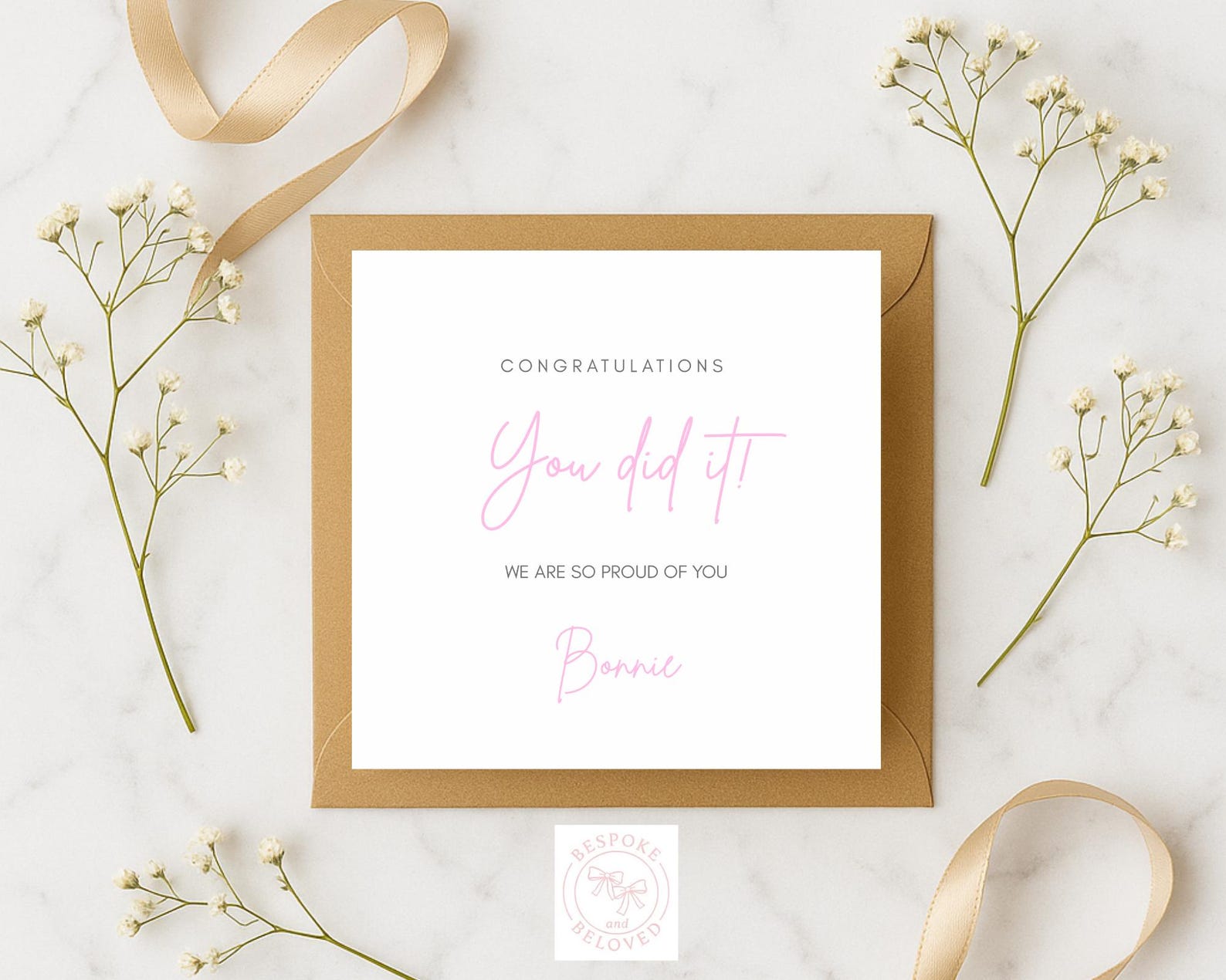 Personalized Congratulations Card – Elegant Script, Handmade - Etsy