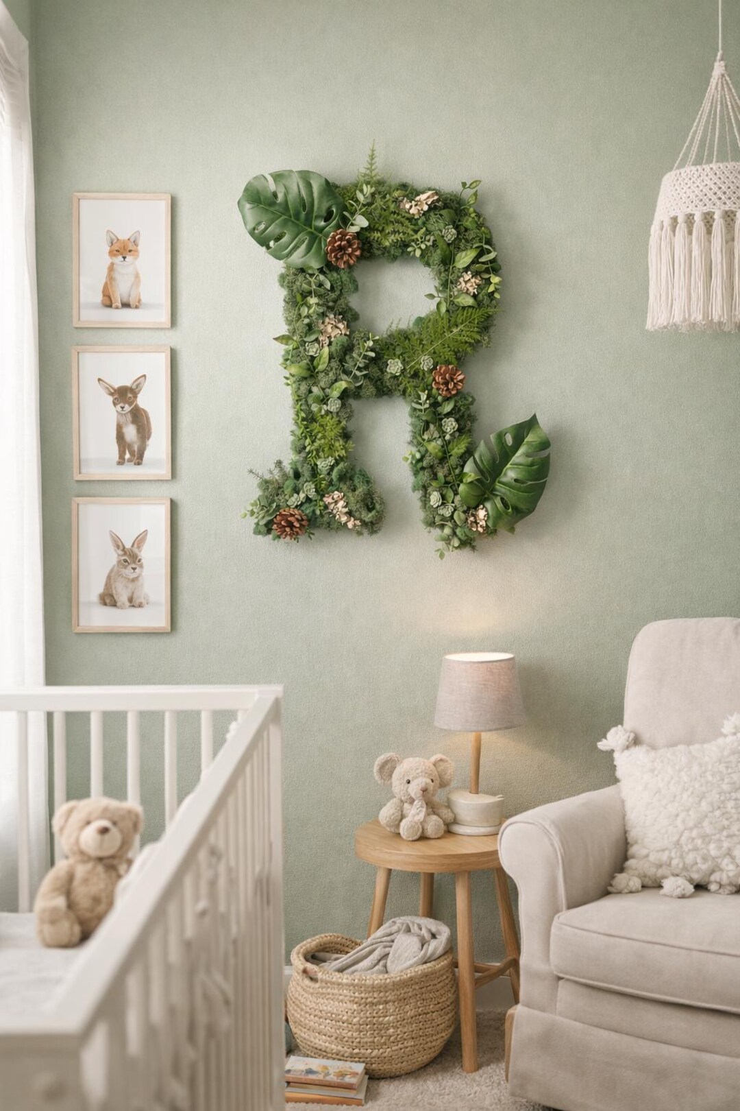Custom Moss Letter or Number Decor | Botanical Initial Wall Art ...