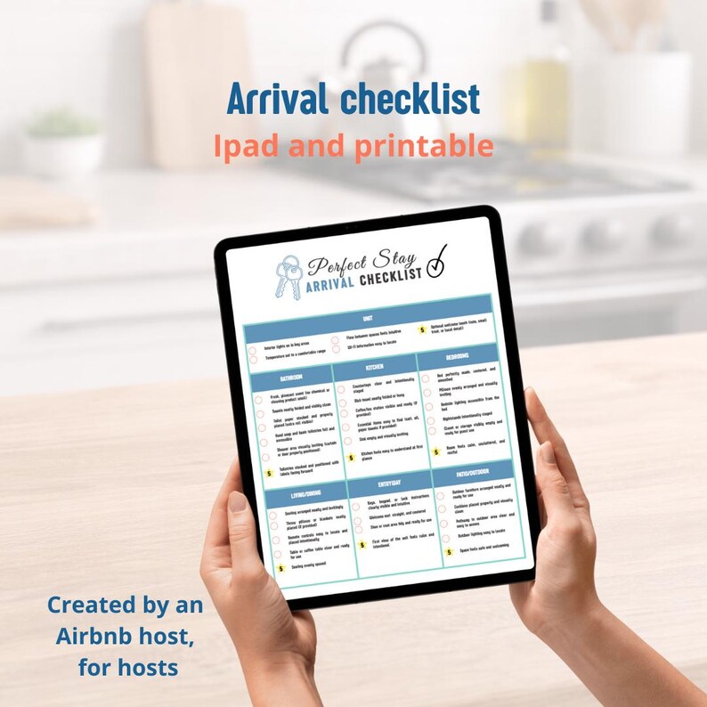 Airbnb Arrival Checklist | iPad & Printable Host Turnover Tool for 5 ...