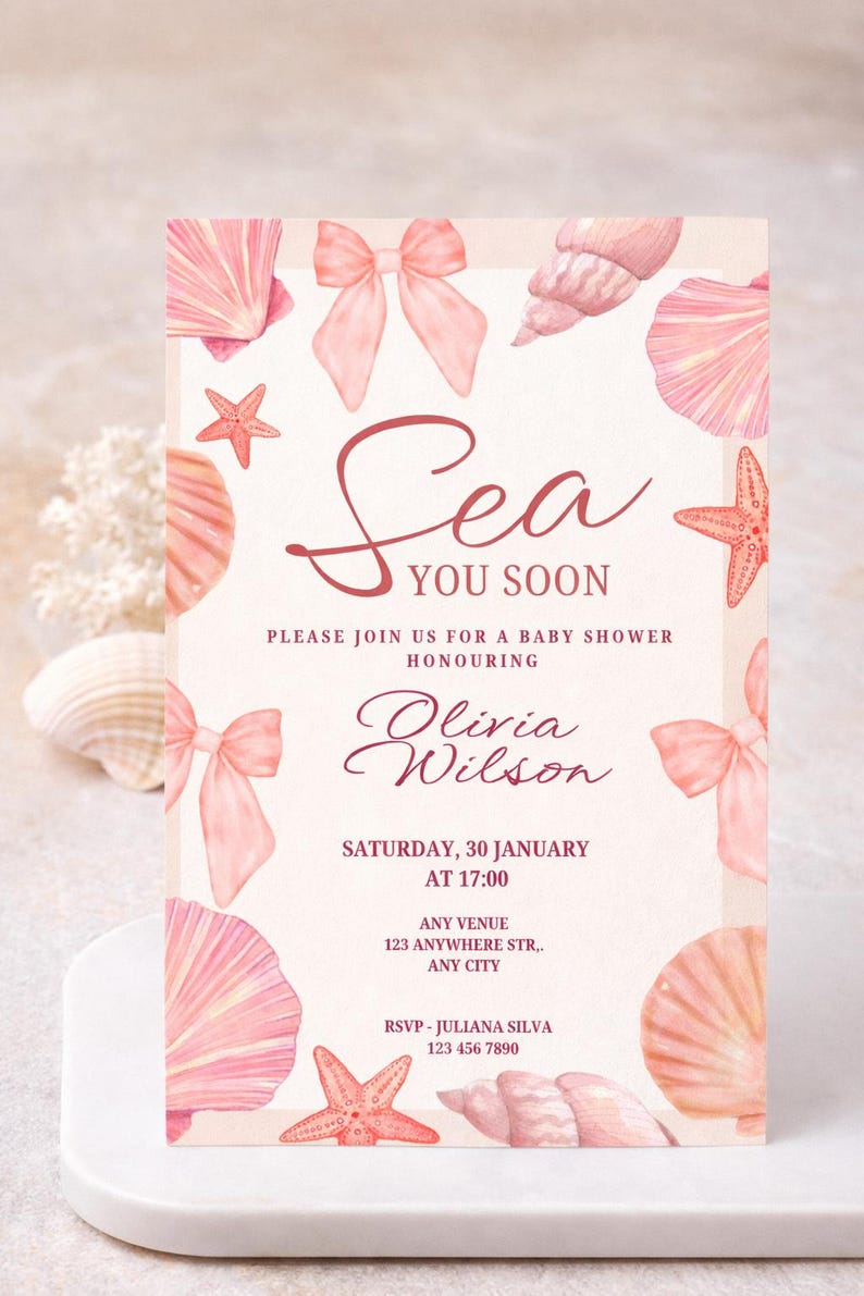 Sea You Soon Baby Shower Invitation Template - Etsy