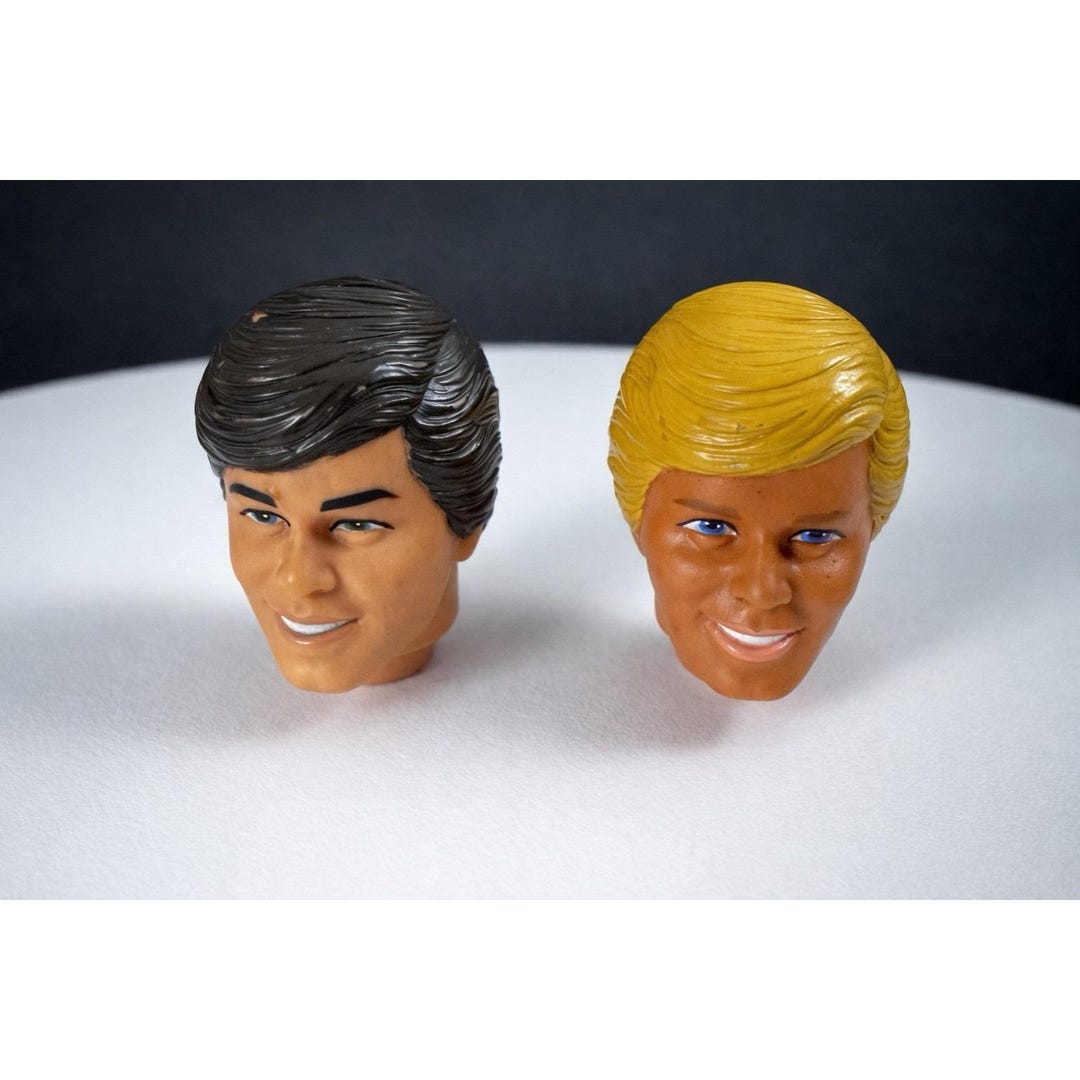 2 Vintage 1983 Barbie Ken Doll Head Replacement Blonde/blue Brown/blue ...