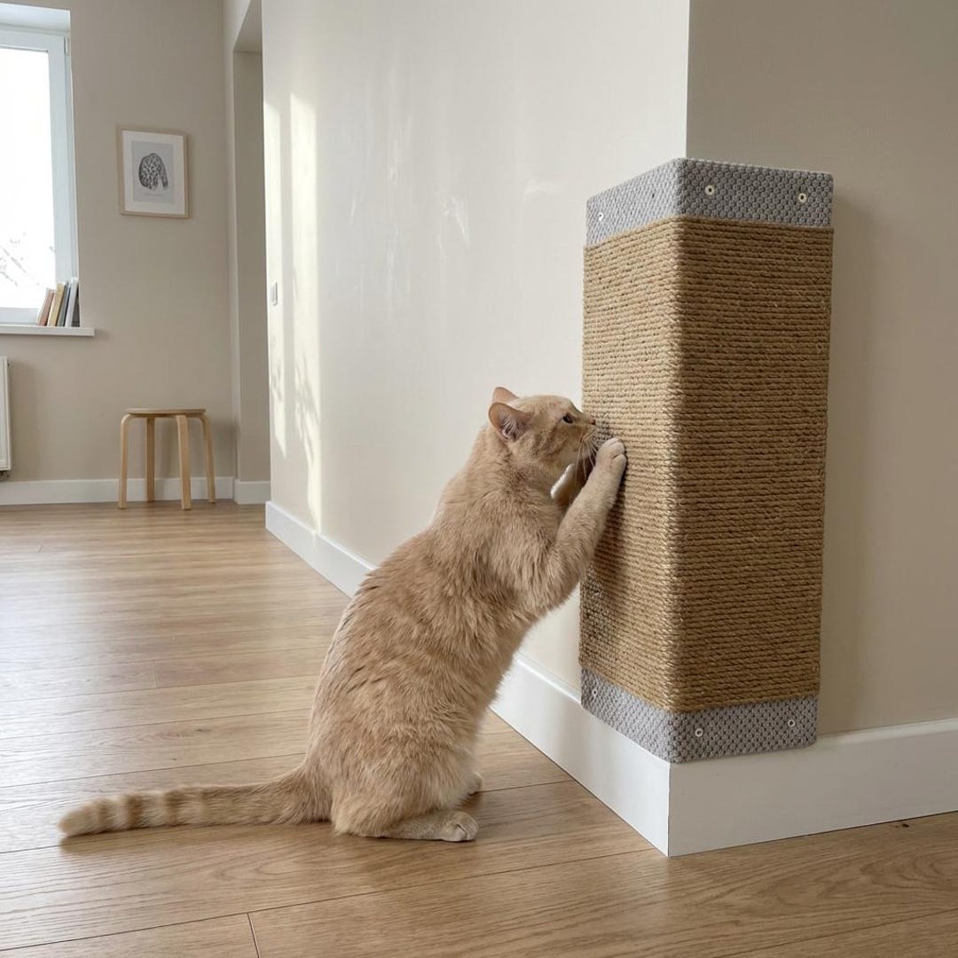 Wall Cat Scratching Post | Vertical Sisal Wall Scratcher | Space ...