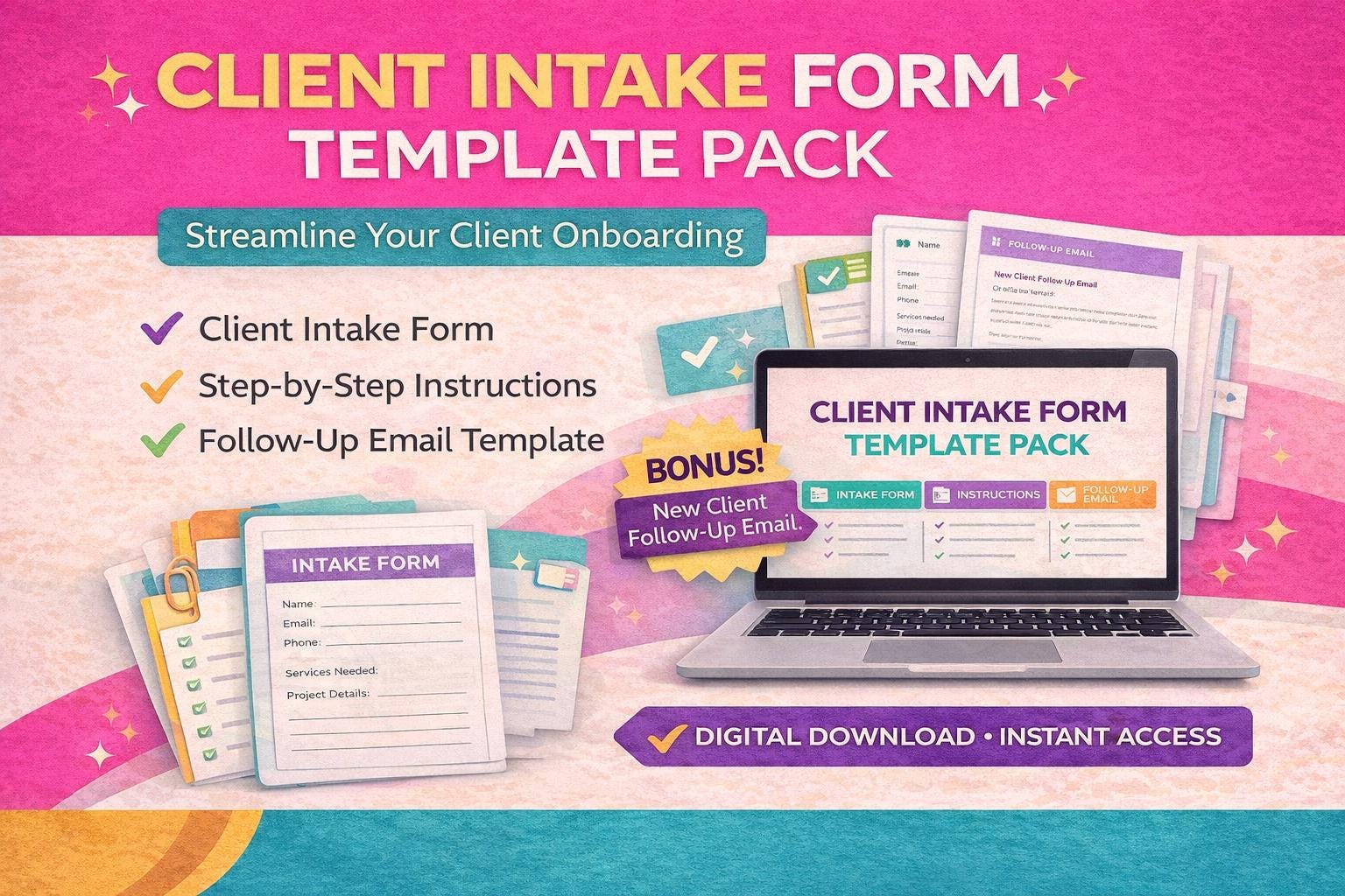 Client Intake Form Template Pack for Small Businesses (digital Download ...