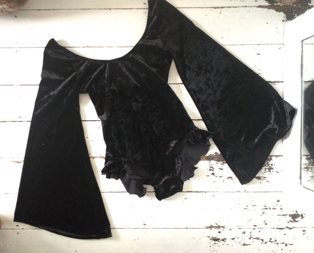 Black Velvet Leotard Bodysuit Playsuit Festival Rave Circus Trapeze ...