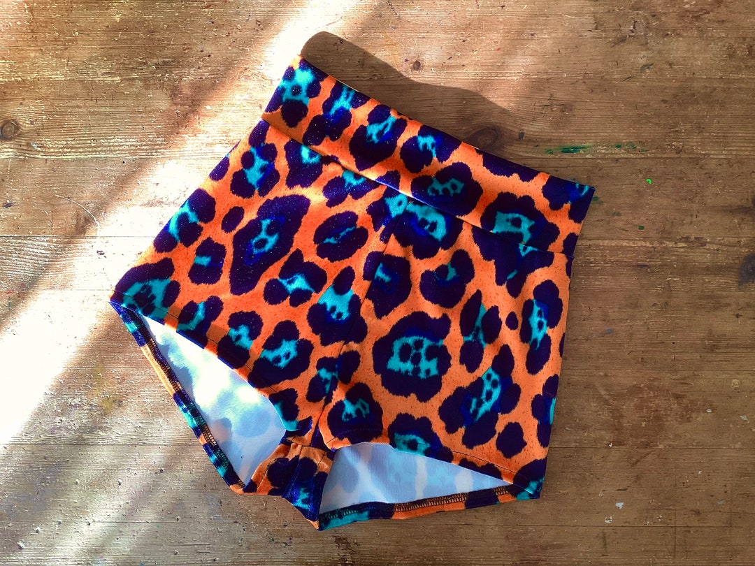 Velvet Leopard Print Shorts Hot Pants Orange Blue - Etsy