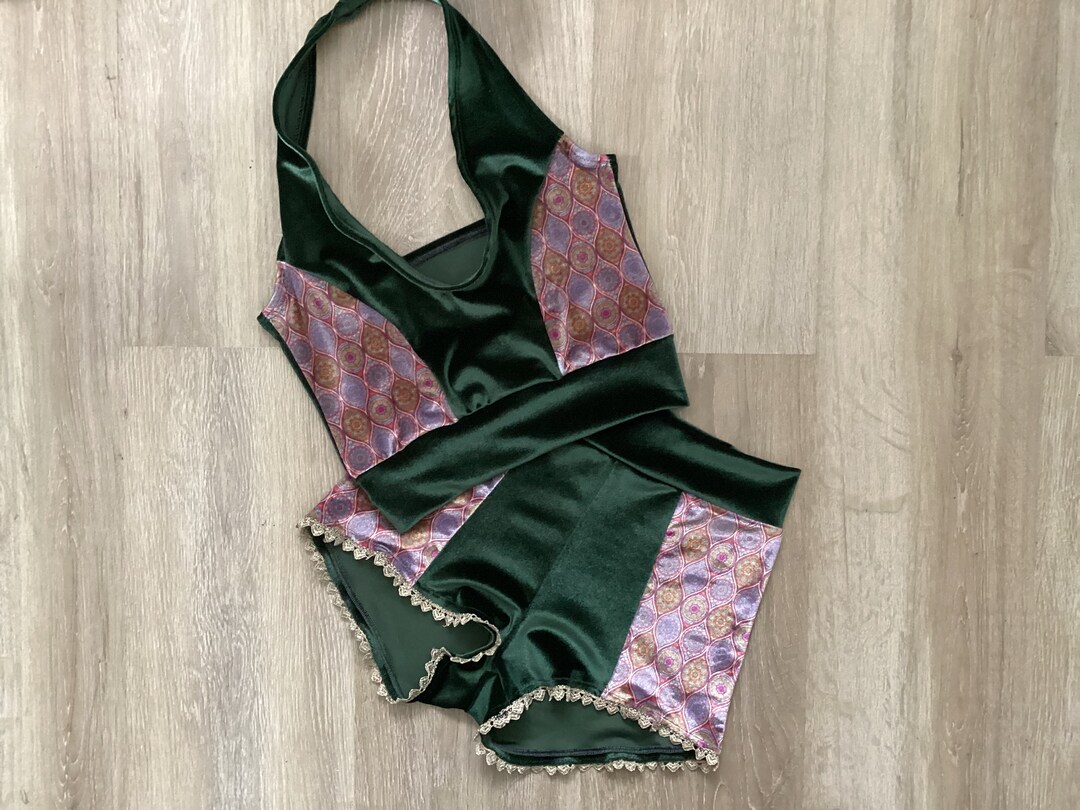 Velvet Shorts Set Halter Top Festival Circus Pole Aerial - Etsy