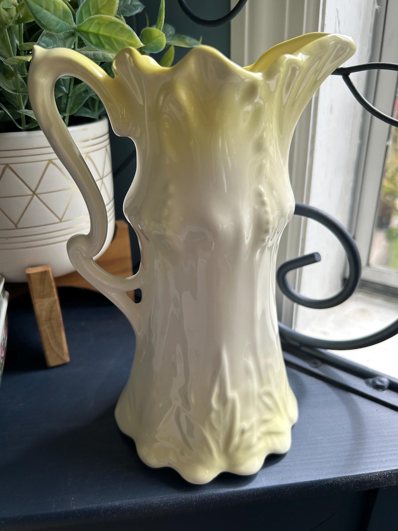 Vintage Ornate Belleek Style Pottery Pitcher - Etsy