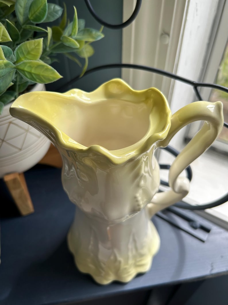 Vintage Ornate Belleek Style Pottery Pitcher - Etsy