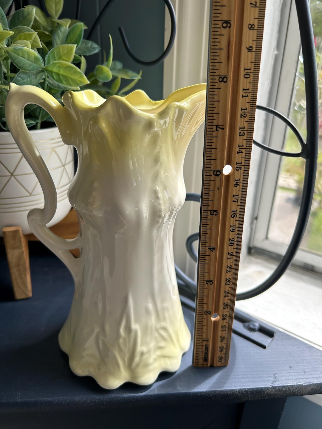 Vintage Ornate Belleek Style Pottery Pitcher - Etsy