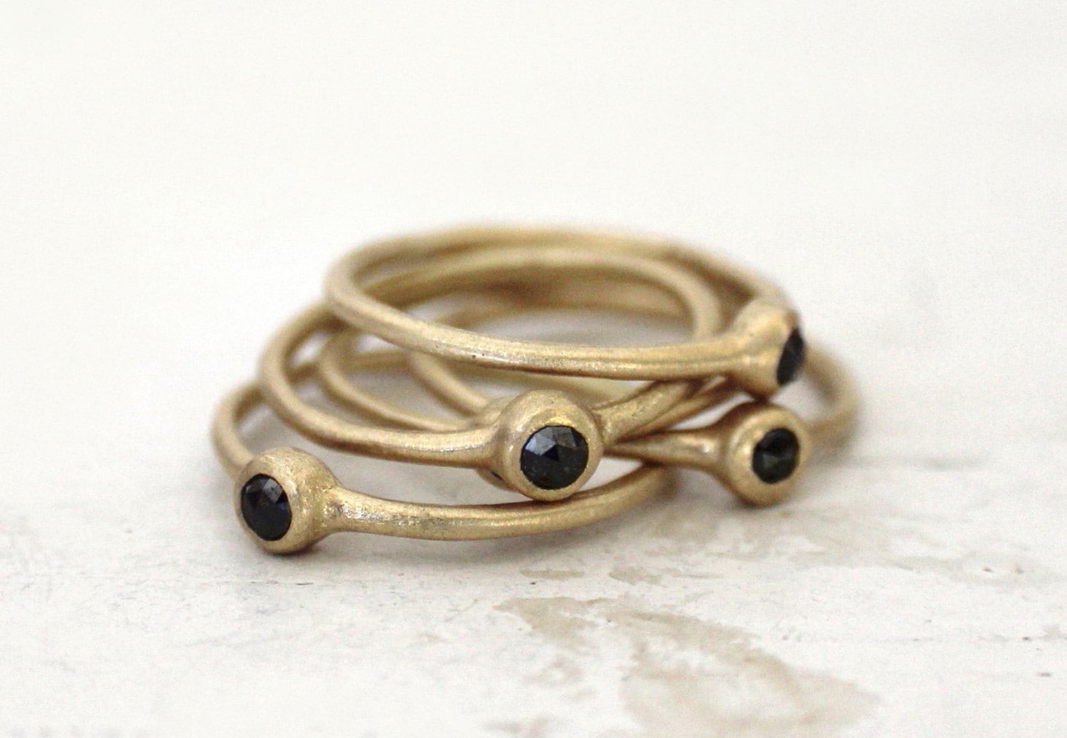 Black Diamond Stacking Rings. Connect the Dots. Pie. - Etsy